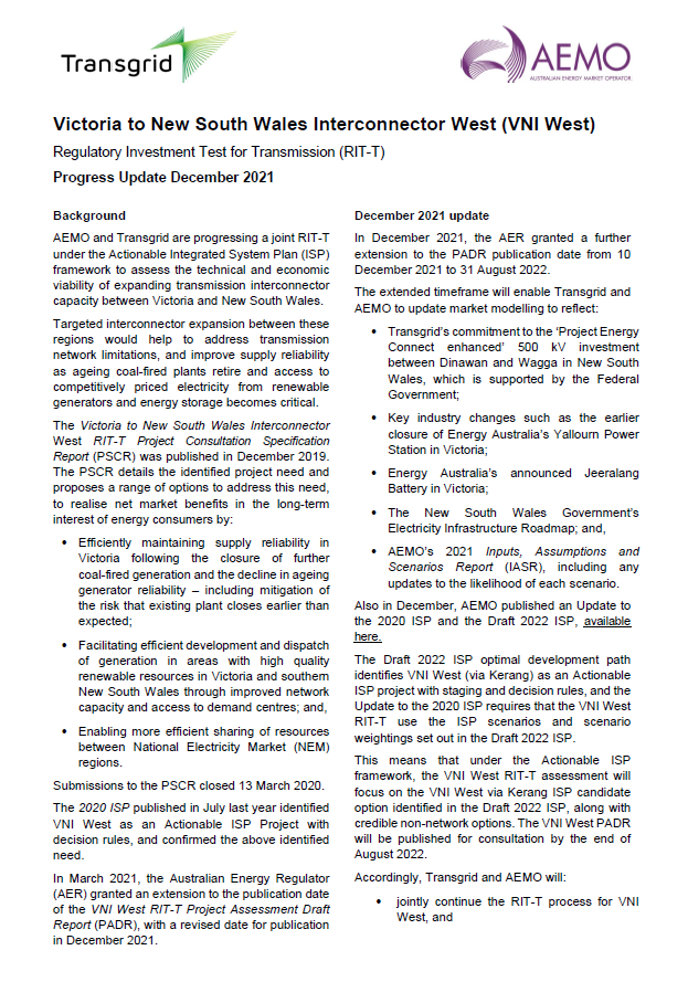 AEMO | Reports and project updates